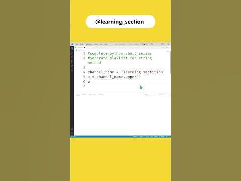Convert small letter to Capital letter - Python | Learning Section - YouTube