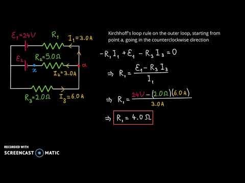 Kirchhoff's loop and junction rules on three-loop circuit - YouTube