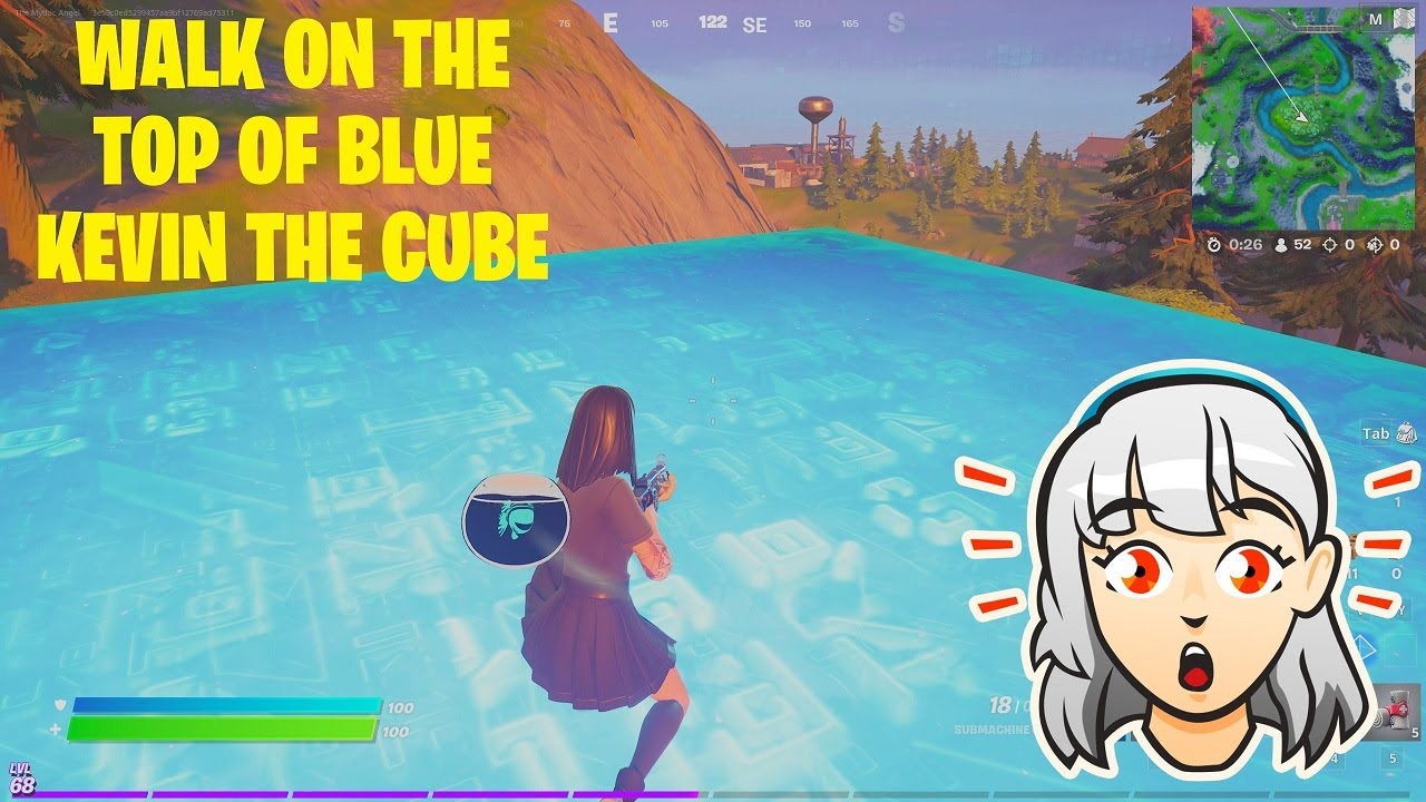 Walk Run Emote on the Top of the Blue Kevin The Cube Fortnite Tricks ...