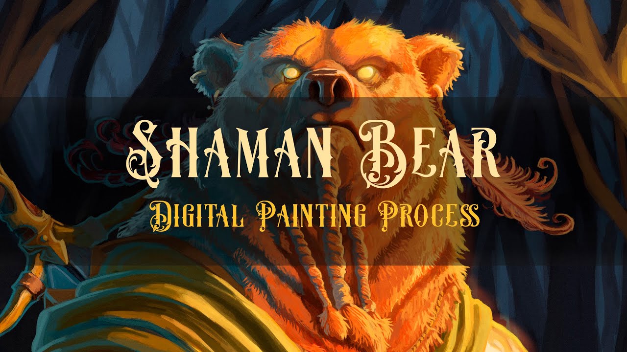 Shaman Bear - Digital Painting Process - YouTube