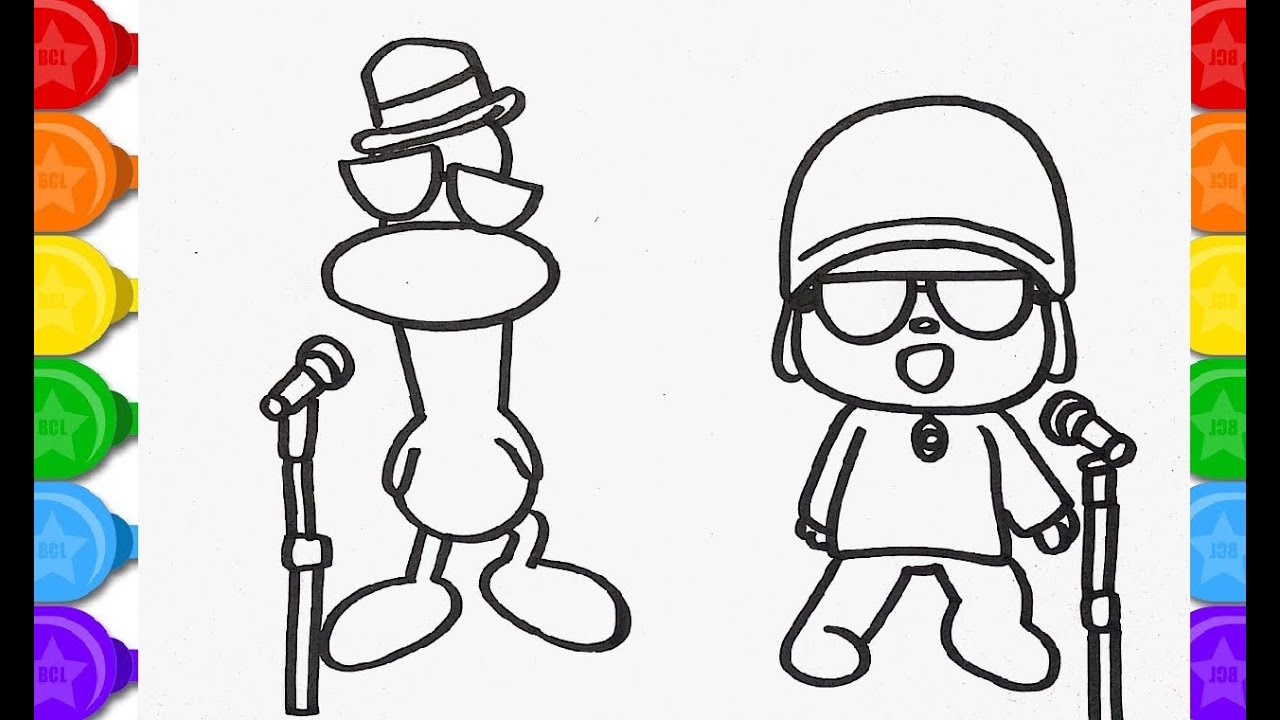Draw and Color Pocoyo and Pato 👶 ️🦆 Drawings For Kids 🌈 - YouTube