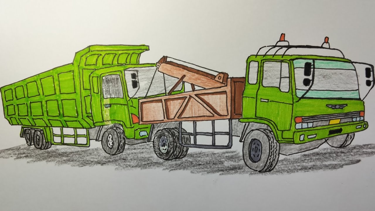 Menggambar Truk | Truk Tronton Ditarik Mobil Derek - YouTube