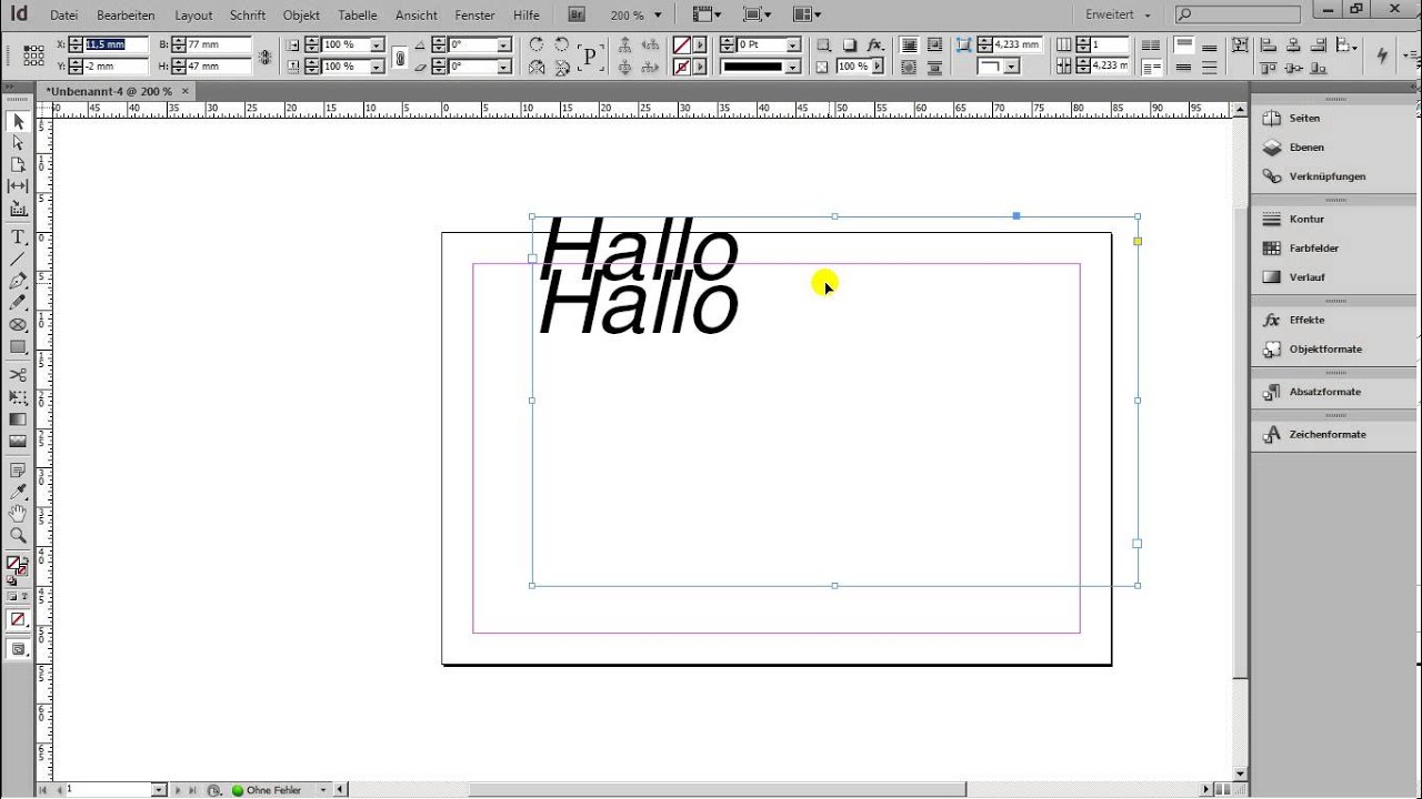 2.1.3.: InDesign, Auswahlwerkzeug, Textrahmen - YouTube