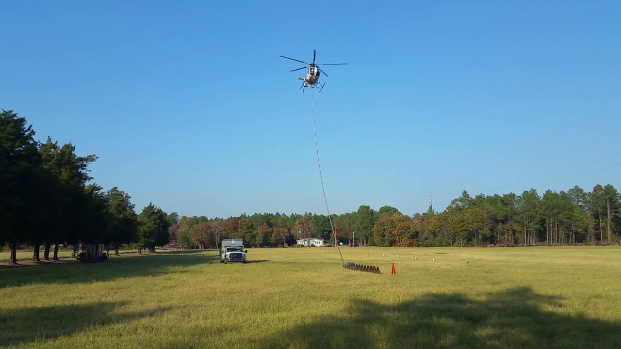 Helicopter take off with power line cutting blades - YouTube