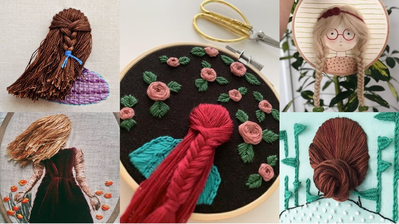 Very beautiful 3D hair style hand embroidery designs for beginners and ...