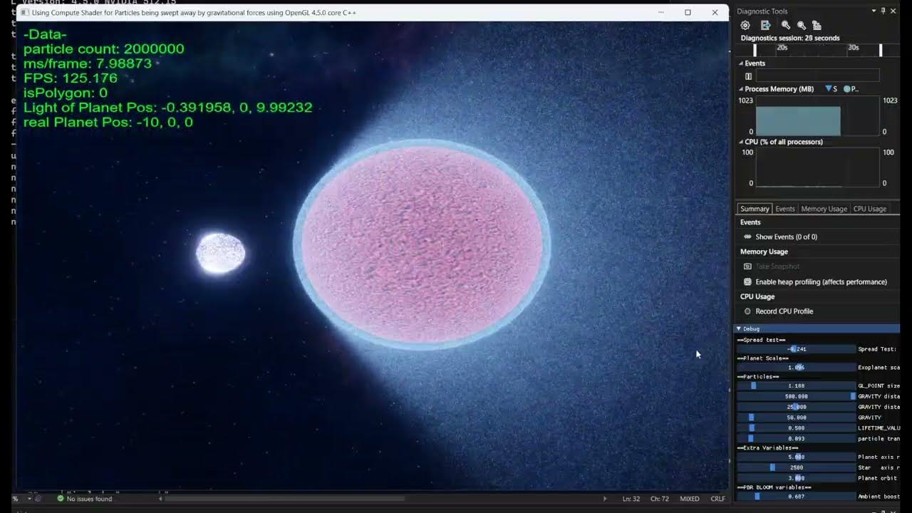 Example of atmospheric particles and Newtonian physics using Compute shader w/ OpenGL 4.5.0 core ...