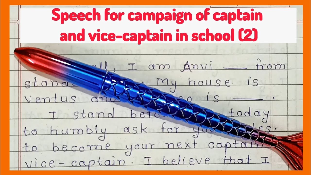 Captain and Vice captain speech for school in English | Best School ...