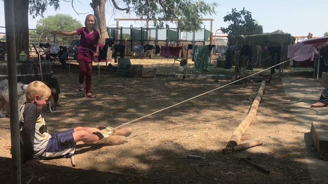 Kids Practicing Cow Tying and Roping - YouTube