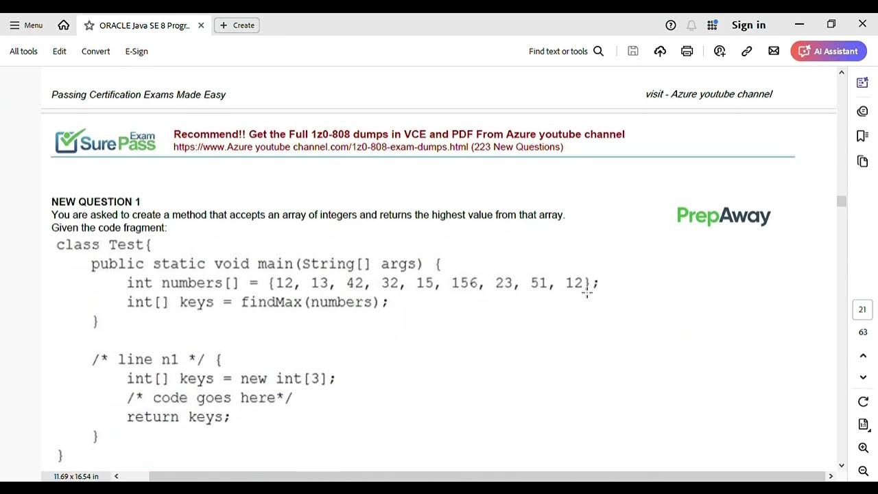ORACLE Java SE 8 Programmer I1Z0 808 2025 JANUARY EXAM - YouTube