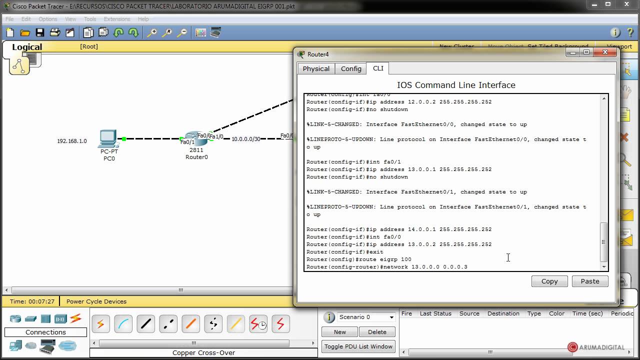 Informatica Redes 042 Enrutamiento Eigrp ruta de respaldo - YouTube