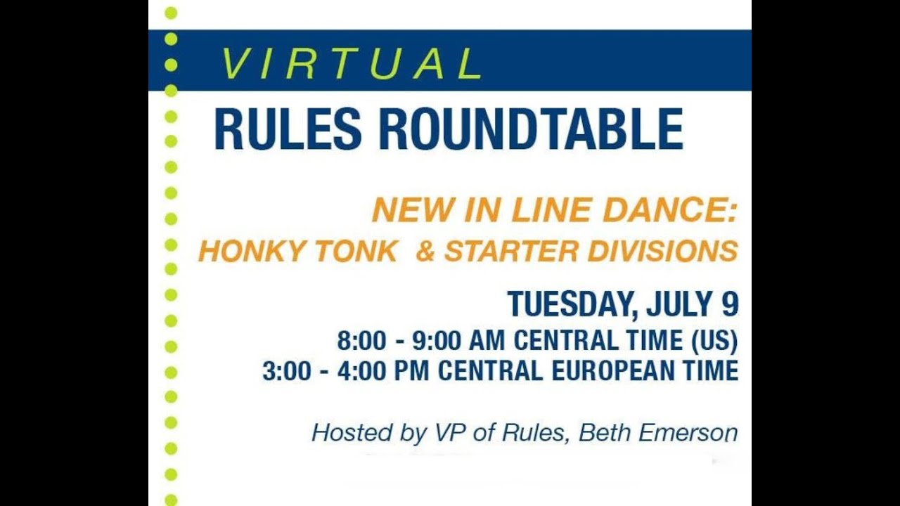 UCWDC Virtual Rules Roundtable - New in Line Dance - YouTube