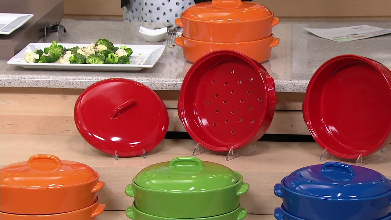 Cook's Essentials 3-pc. Microwave Stoneware Multi-Cooker on QVC - YouTube