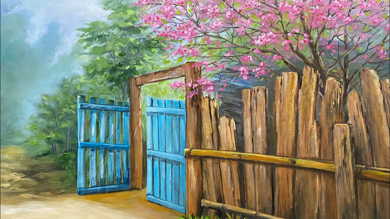 Paint a vivid spring picture. Acrylic painting. - YouTube