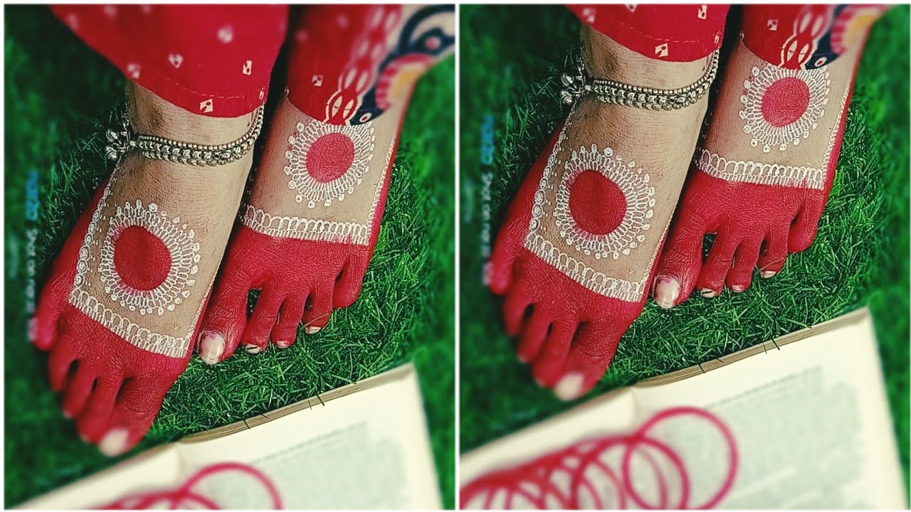 durga puja special 2023 /Bengali bridal alta design by Anabia mehndi ...