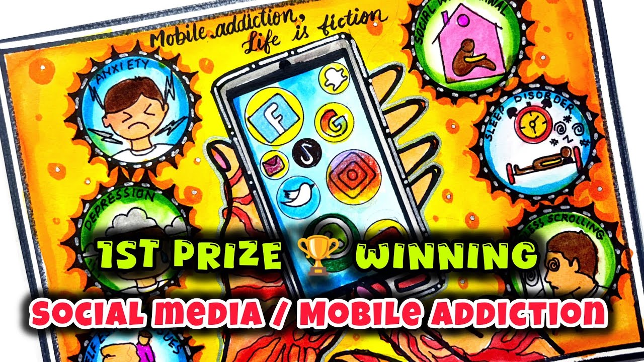 Social media addiction drawing / Social Media Loss drawing / Poster ...
