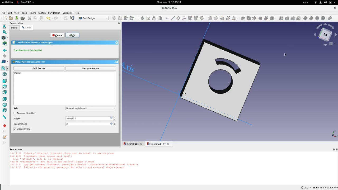 FreeCad Polar pattern - YouTube