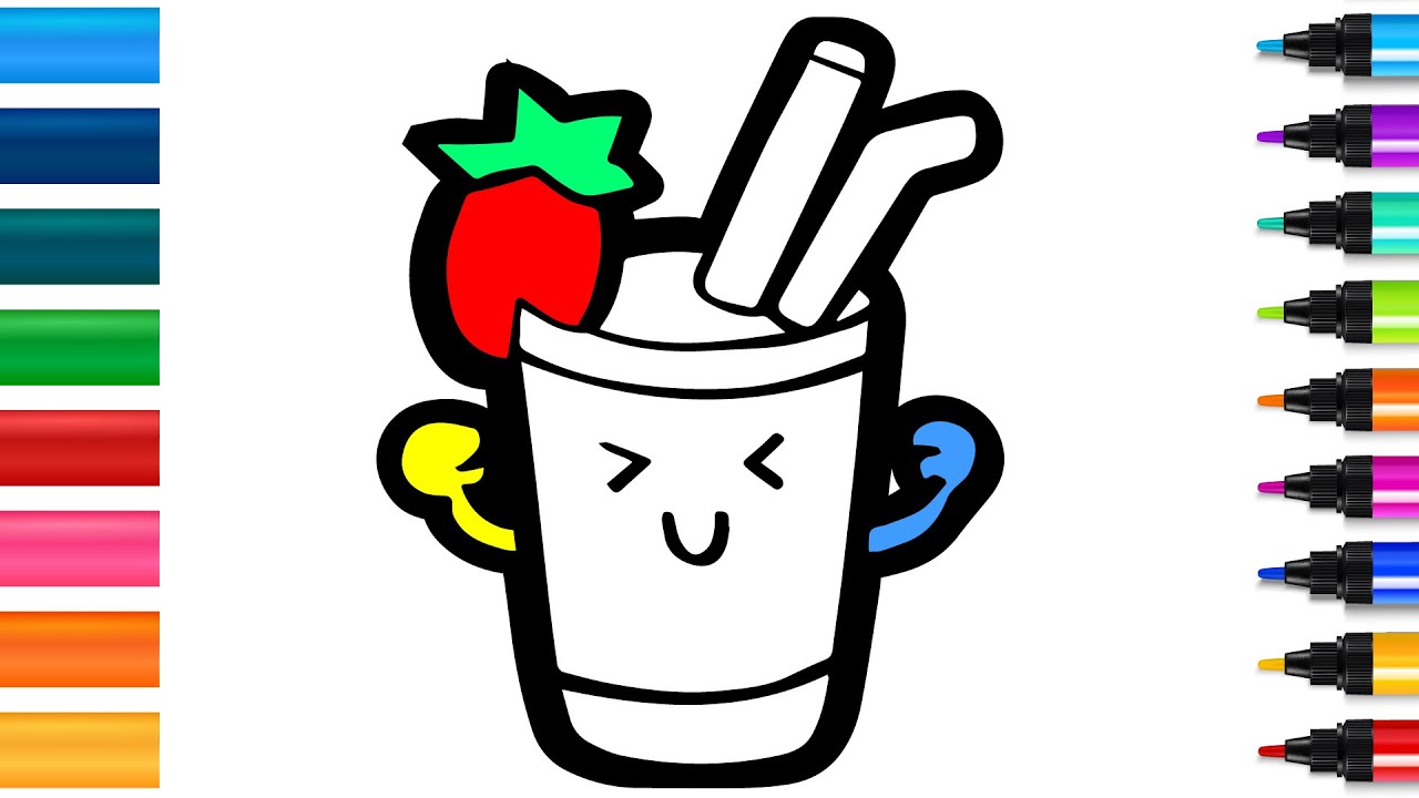 How to Draw a Strawberry Smoothie | Step by Step Easy - YouTube