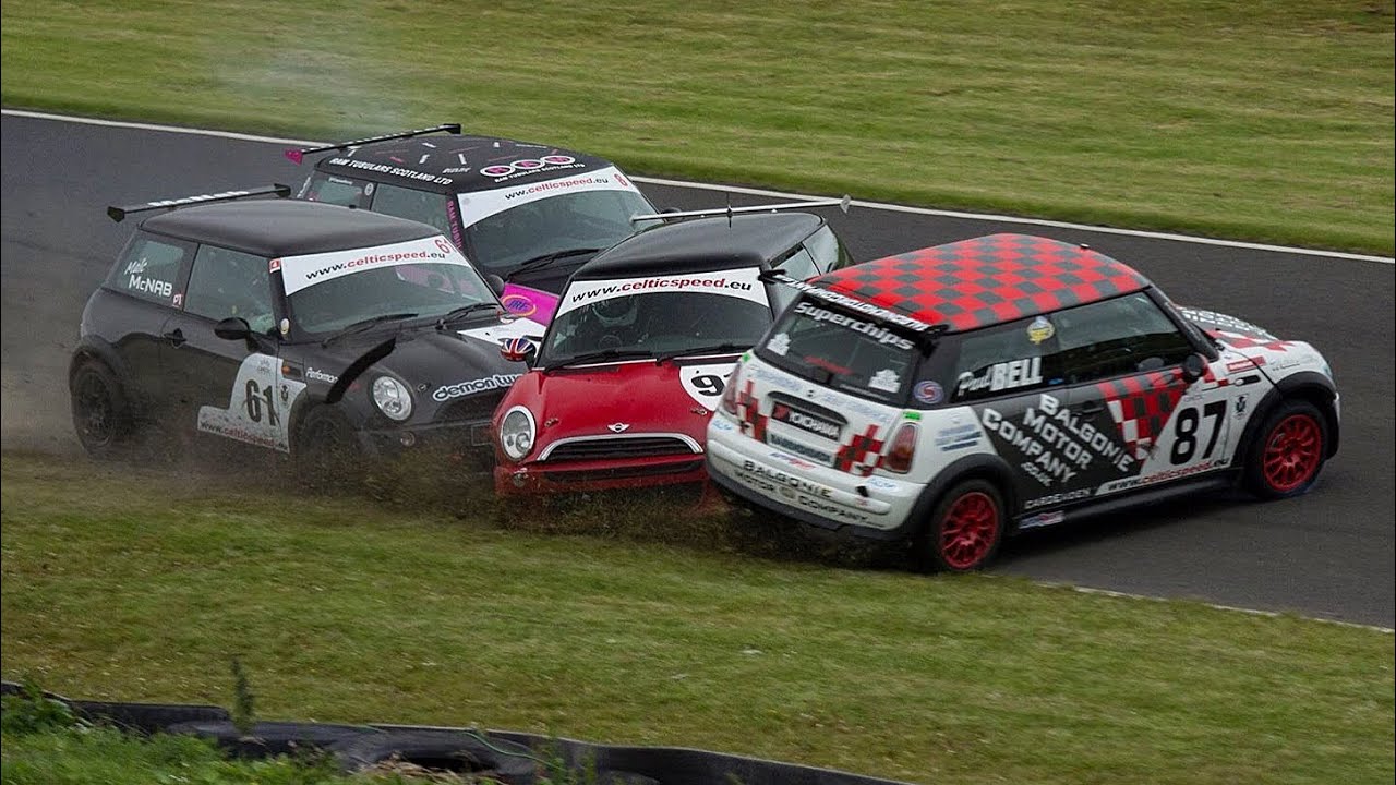 Scottish MINI Cooper Cup Crash - 100+ km/h in to the tyrewall! - YouTube