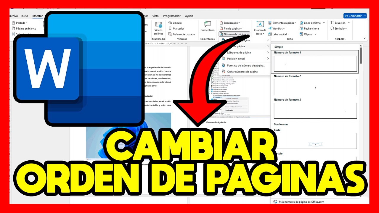 COMO CAMBIAR ORDEN DE PAGINAS EN WORD - YouTube