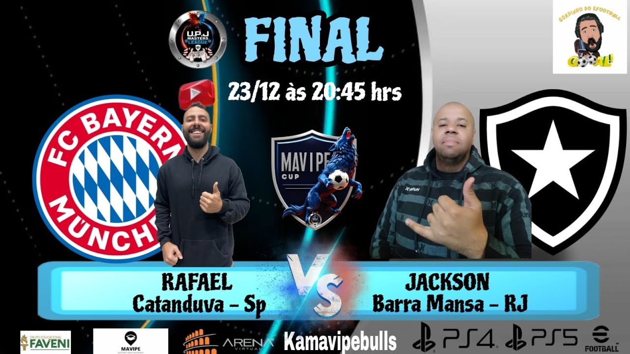 Final da Copa Mavipe | Rafael vs Jackson | Liga U.P.J. | Hoje às 20:45 ...