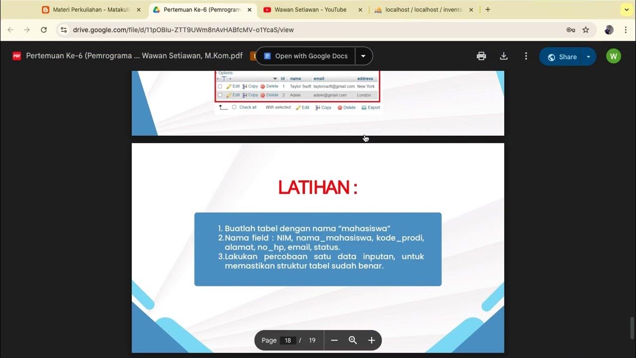 Pertemuan Ke-6 (Pemrograman Web) - Pengenalan Database MySQL - YouTube