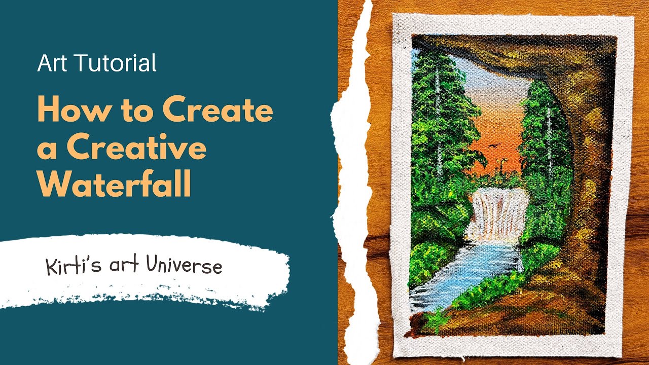 How to Paint a Beautiful Waterfall | Step-by-Step Waterfall Painting ...