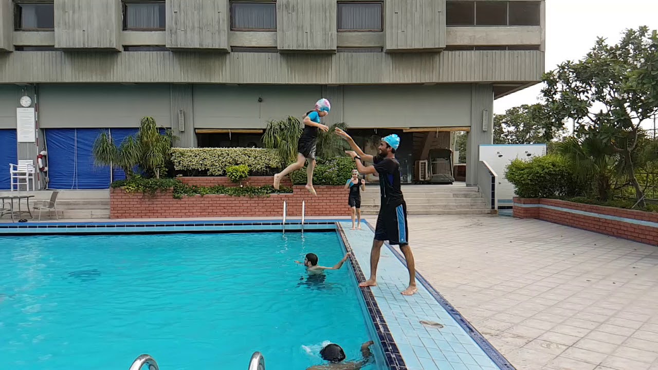 Little Student Jumping in the Swimming Pool - YouTube