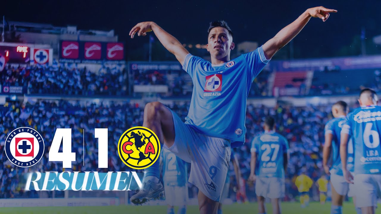 CRUZ AZUL 4-1 AMÉRICA J6 | GOLEADA AZUL en el CLÁSICO JOVEN - YouTube