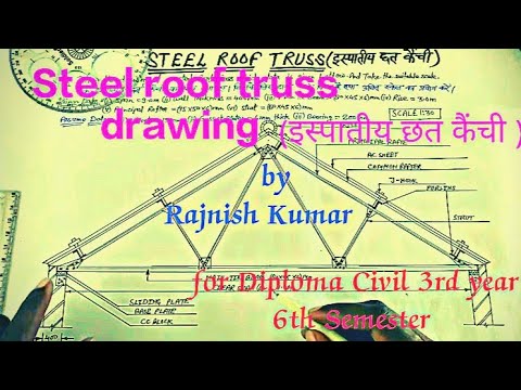 (Steel Roof Truss Drawing) in Steel drawing for diploma Civil 3rd year ...