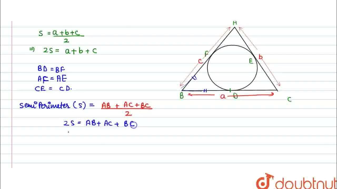 Let\'s denote the semi-perimeter of a triangle ABC in which BC = a, CA = 5, AB = c. If a circle ...