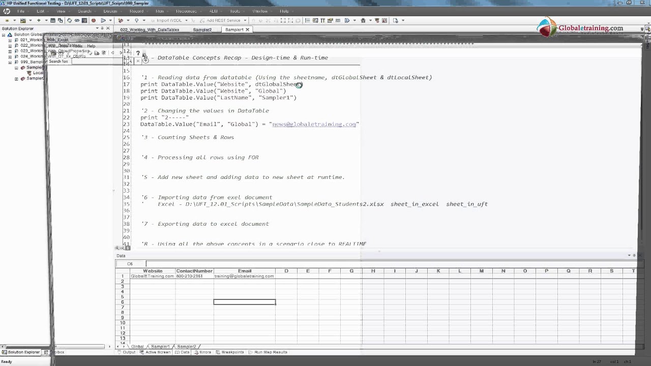 UFT 12.01 | QTP | Working with DataTables - Part 1 - YouTube