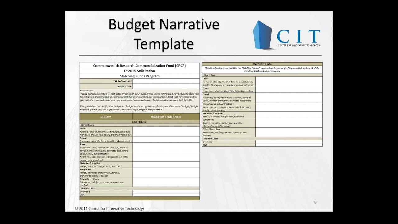 CRCF FY015 Solicitation – Completing the Budget/Budget Narrative - YouTube