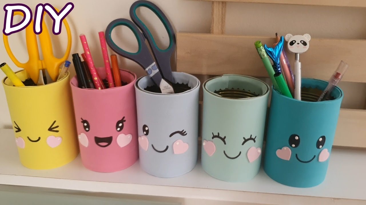 DIY Recycle pencil pot easy to make gift for kids pencil holder - YouTube