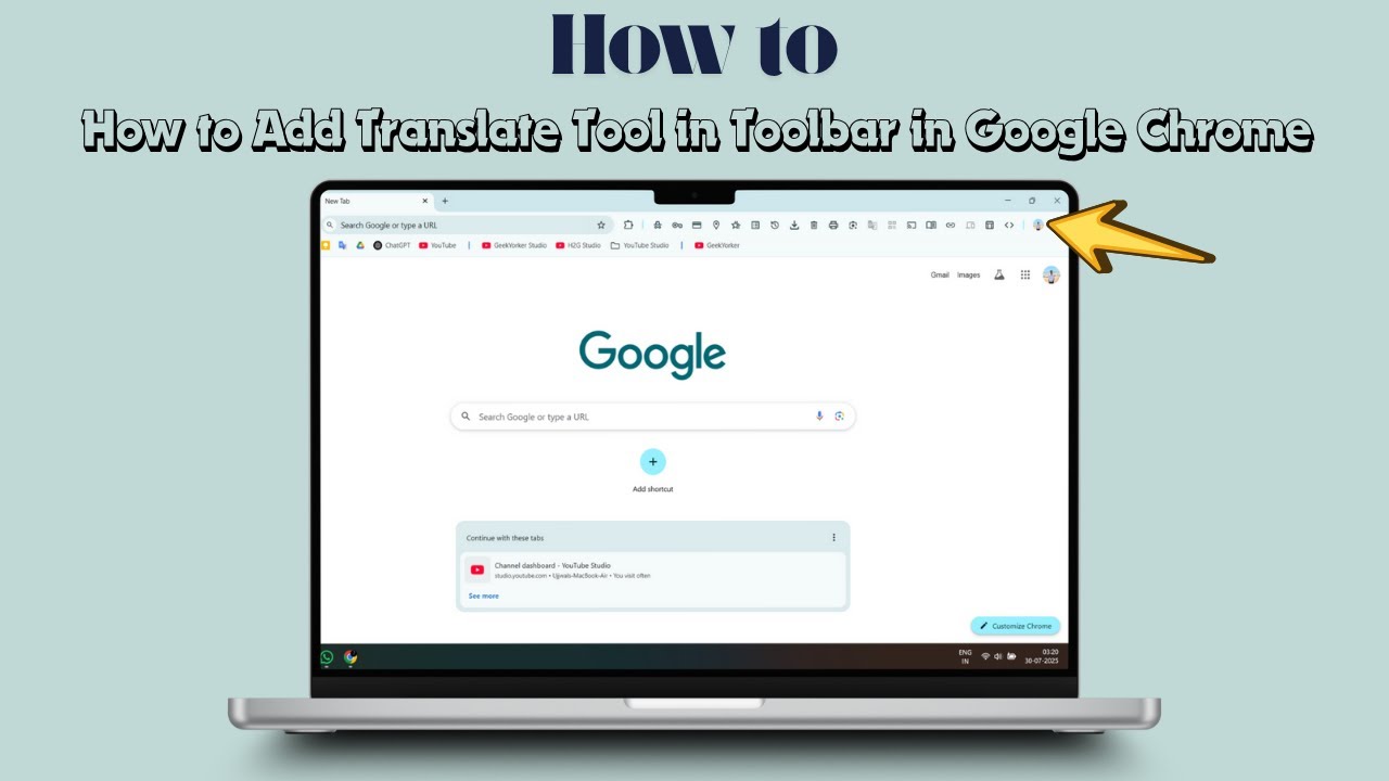 How to Add Translate Tool in Toolbar in Google Chrome - YouTube