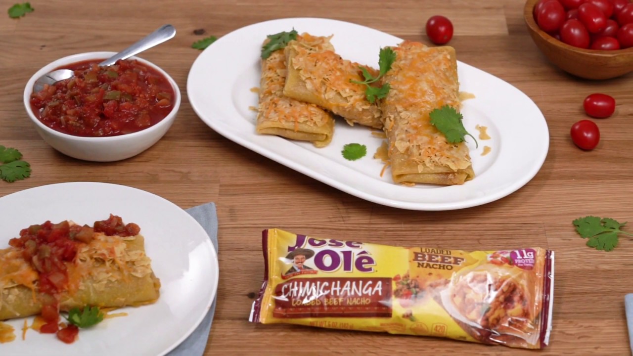Crunchy Loaded Beef Nacho Chimichangas with Salsa | José Olé - YouTube