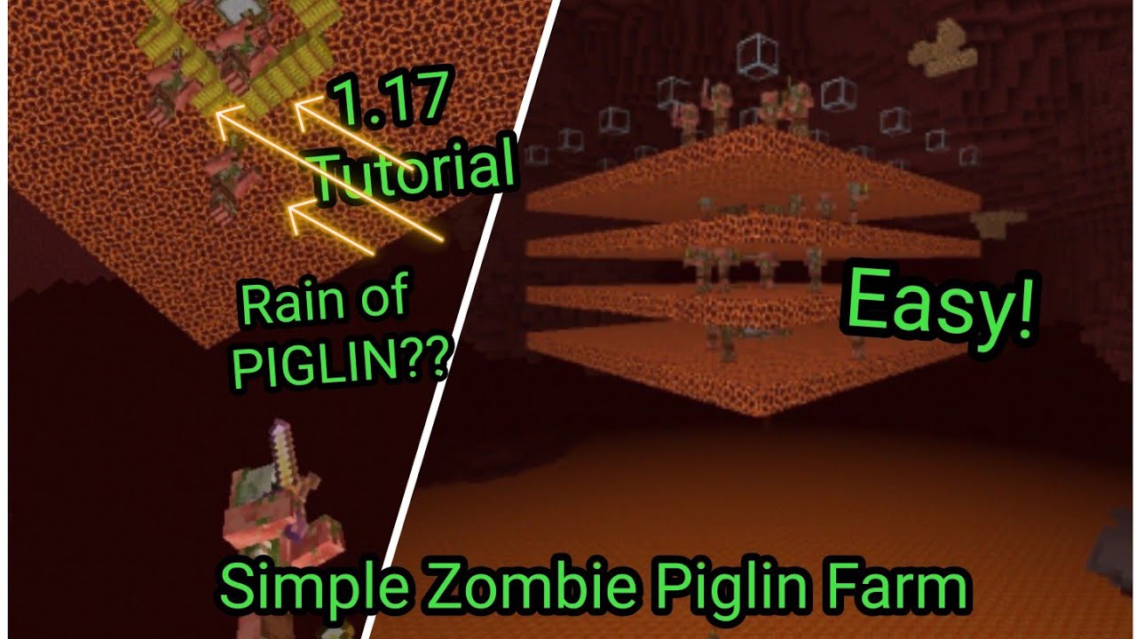 Simple Zombie Piglin Farm Tutorial for Minecraft Bedrock 1.17 - YouTube