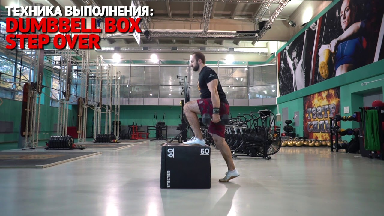 Техника выполнения Dumbbell Box Step Over - YouTube