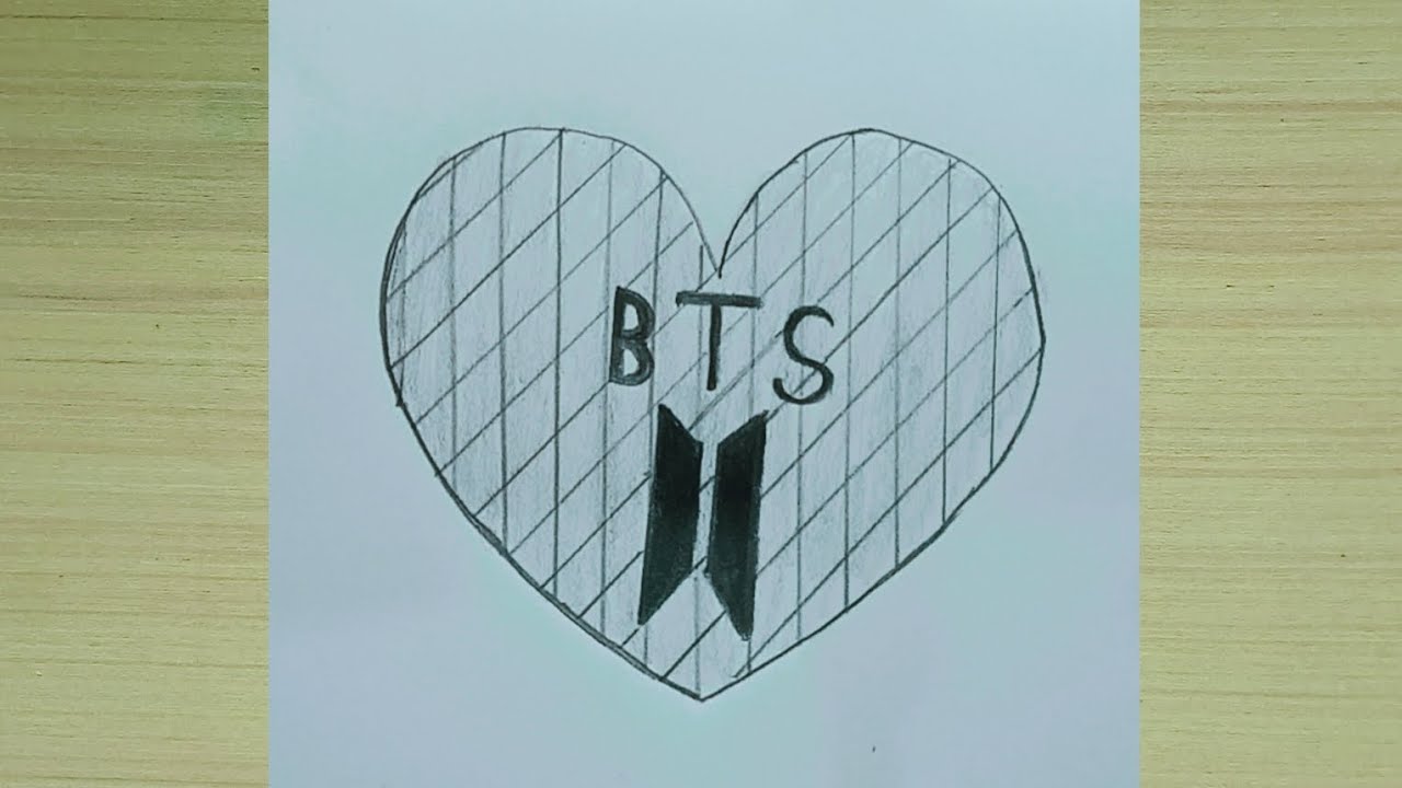 How to draw Heart BTS Drawing|| Pencil Sketch Bts|| - YouTube