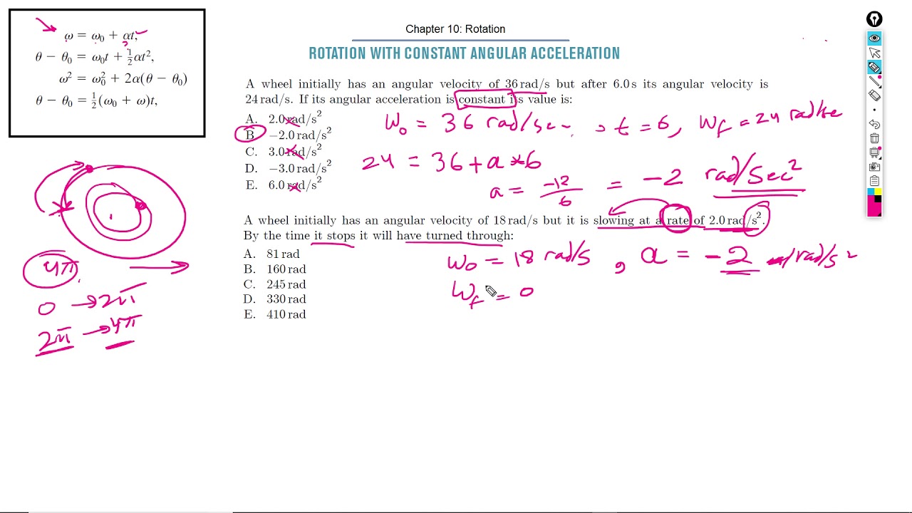 04 Example of Motion in constant angular acceleration - YouTube