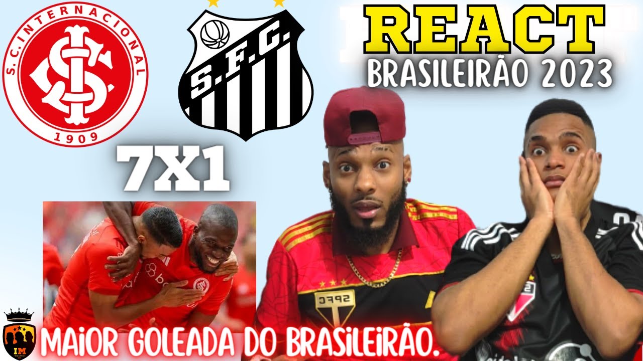 REACT INTERNACIONAL 7 X 1 SANTOS | INTER GOLEIA O PEIXE | BRASILEIRÃO 2023 - YouTube