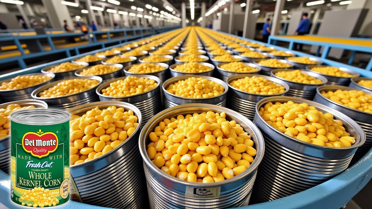 How is Canned Sweet Corn Produced in a Factory? - YouTube