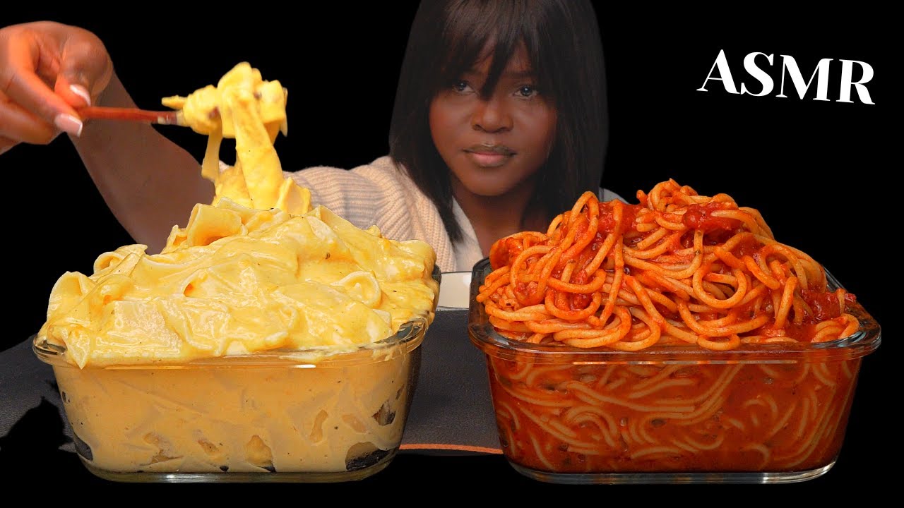 ASMR TOMATO SAUCE SPAGHETTI & CHEDDAR CHEESE CREAMY PASTA MUKBANG ...