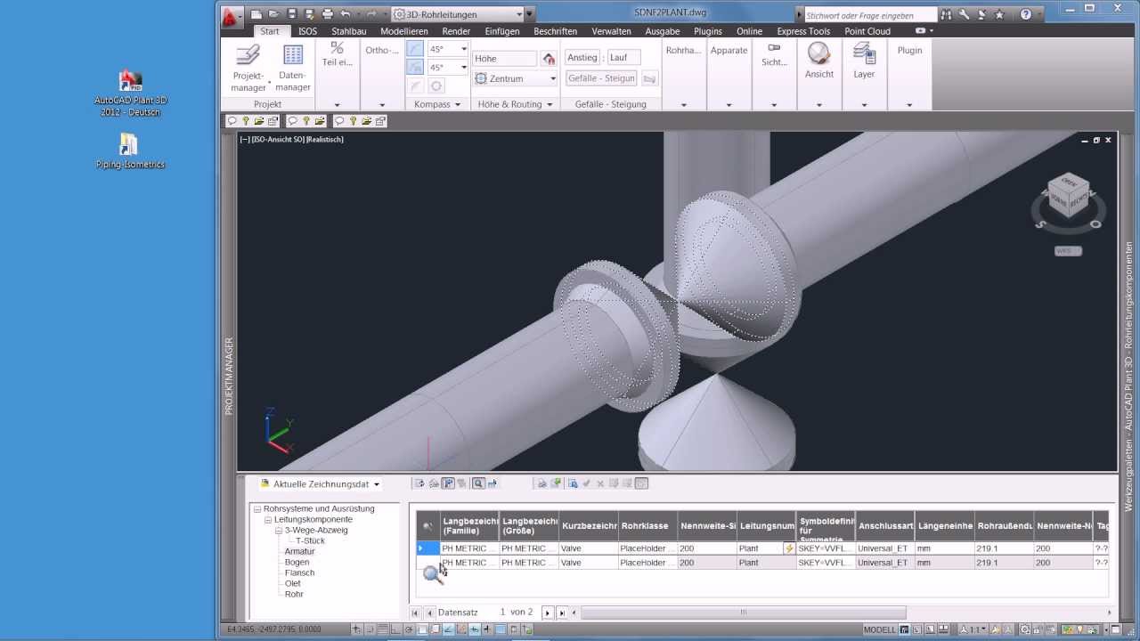 ISO2PLANT - IDF und PCF Import in AutoCAD Plant 3D - YouTube