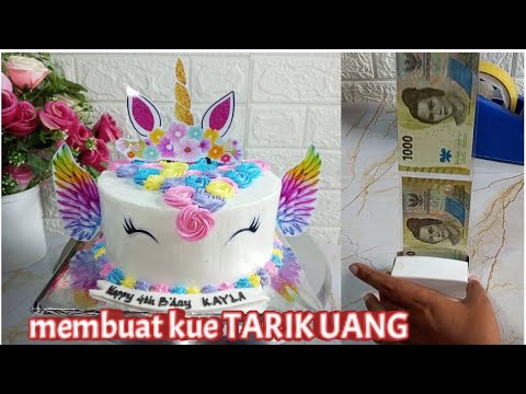 membuat kue ulang tahun tarik uang/money cake - YouTube