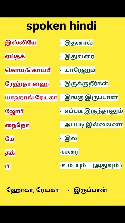 learn hindi through tamil, #education, #learning, #tamil, #teacher, #spoken hindi - YouTube