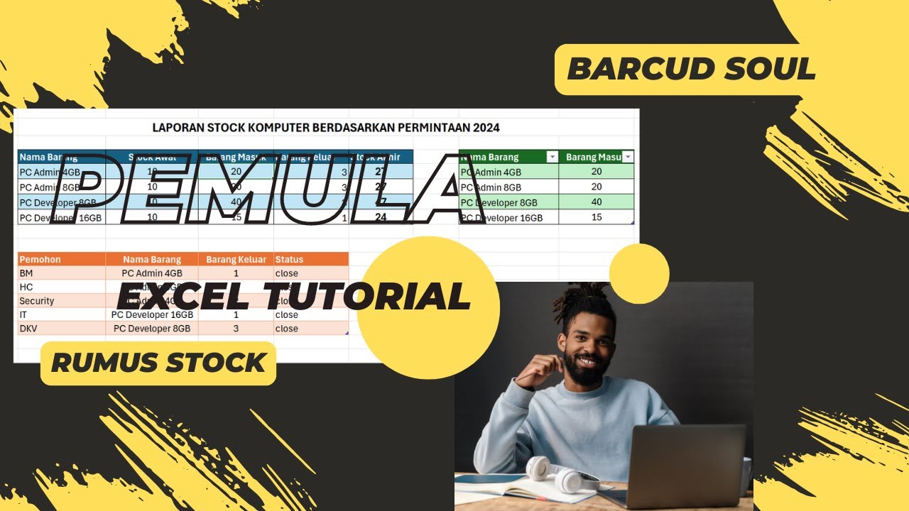Rumus menghitung stock keluar masuk barang menggunakan excel - YouTube