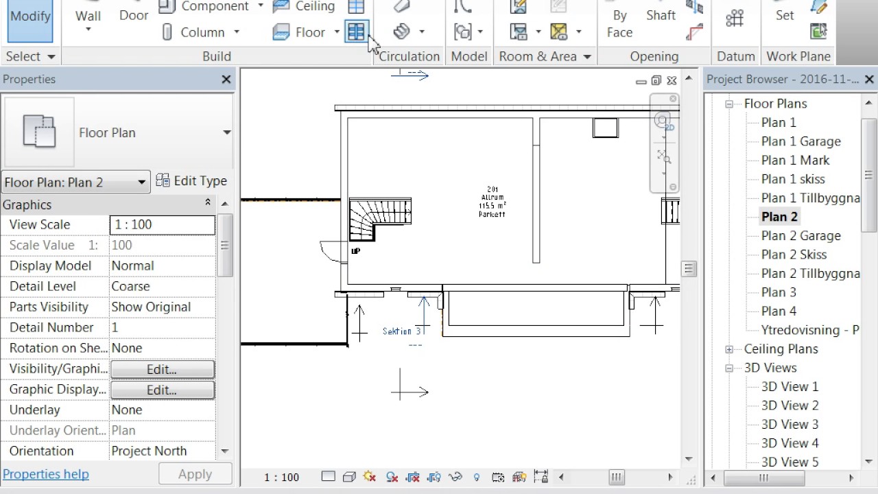 Revit architecture rumsförteckning, room schedule, faser - YouTube