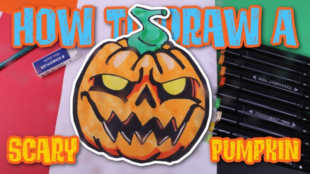 How to Draw a Spooky Pumpkin for Halloween - YouTube