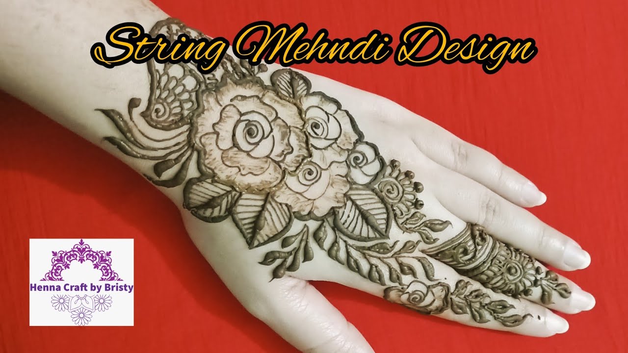 Rose Flower String Mehedi Design| Easy Mehedi Tutorial | Henna Craft by ...