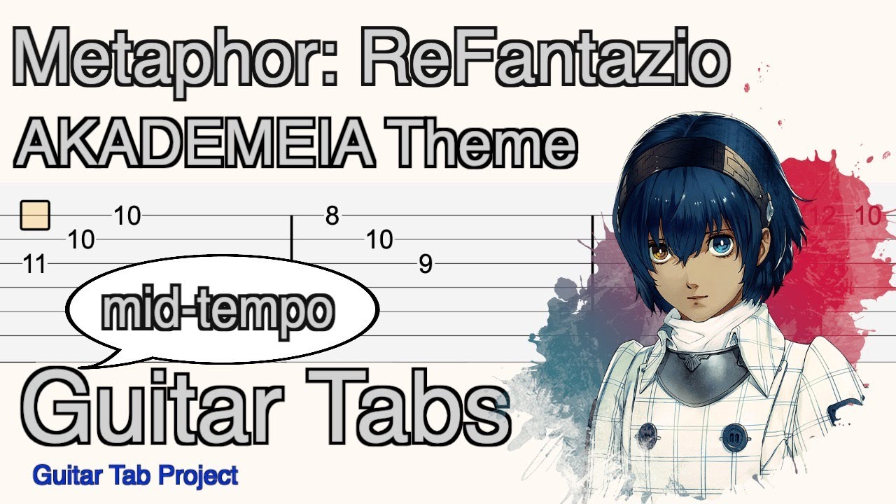 Metaphor: ReFantazio AKADEMEIA アカデメイア medium tempo solo Guitar Tabs ...